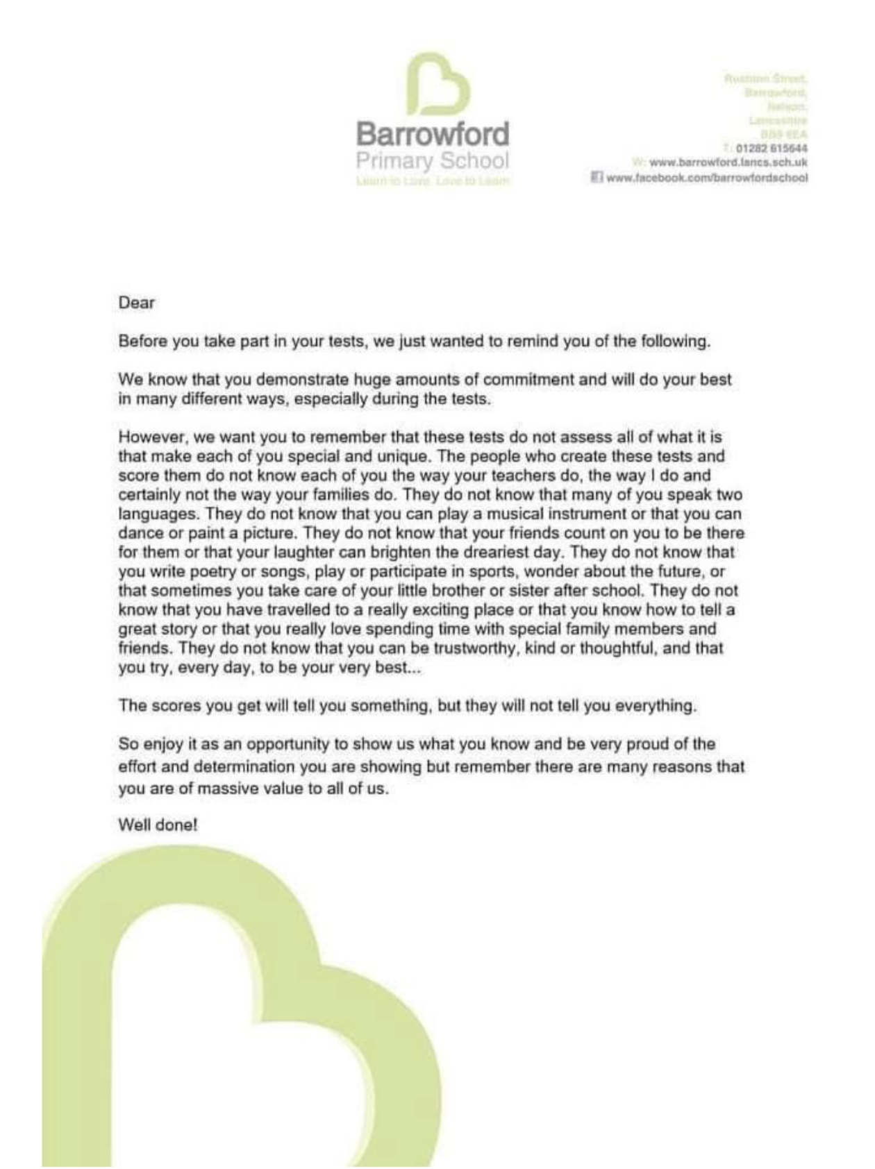 That Letter for SATs Week | Independent Thinking